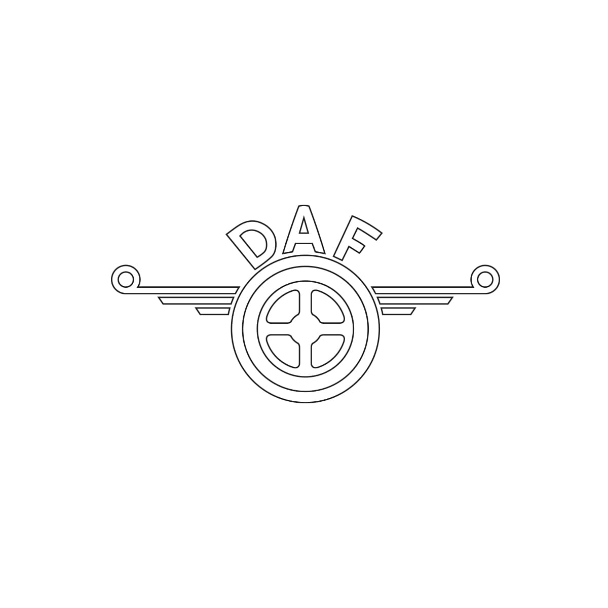 WHITE DAF PRE-SPACED STICKER `LOGO`